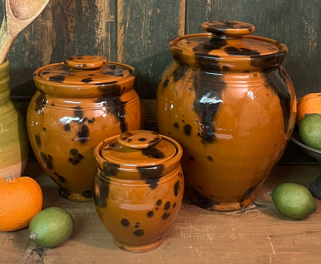 SE-216 Redware Set of 3 Canisters with Mottled Glaze – Circa Home Living