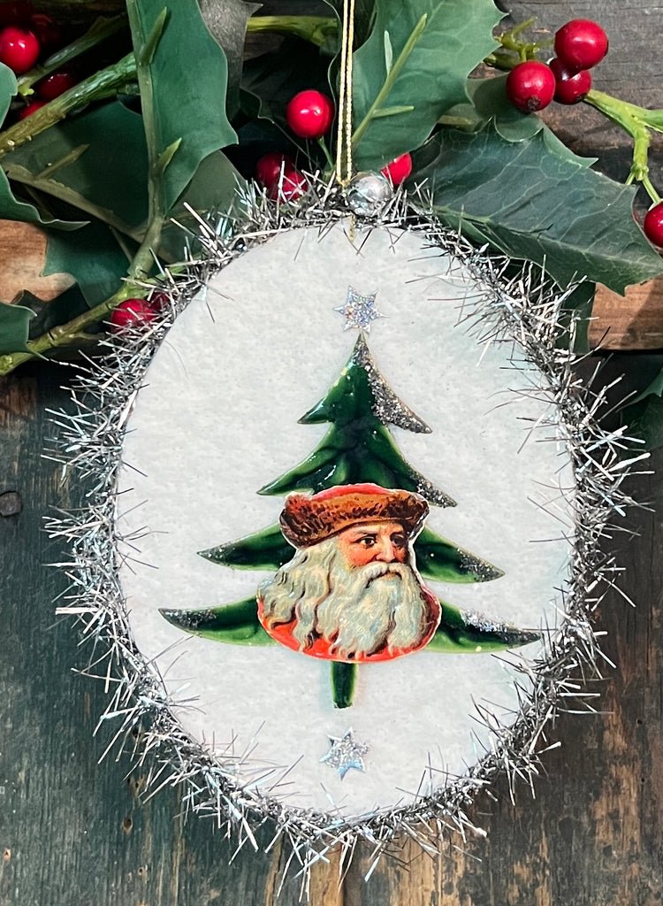 ER-2417C Santa & Tree Cotton Batting Ornament - Silver – Circa Home Living