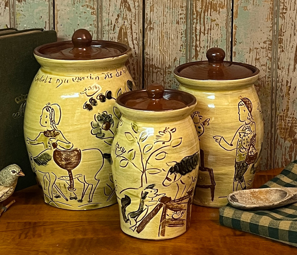 SJP-3SC1 Sgraffito Redware Canisters - Set of 3 – Circa Home Living