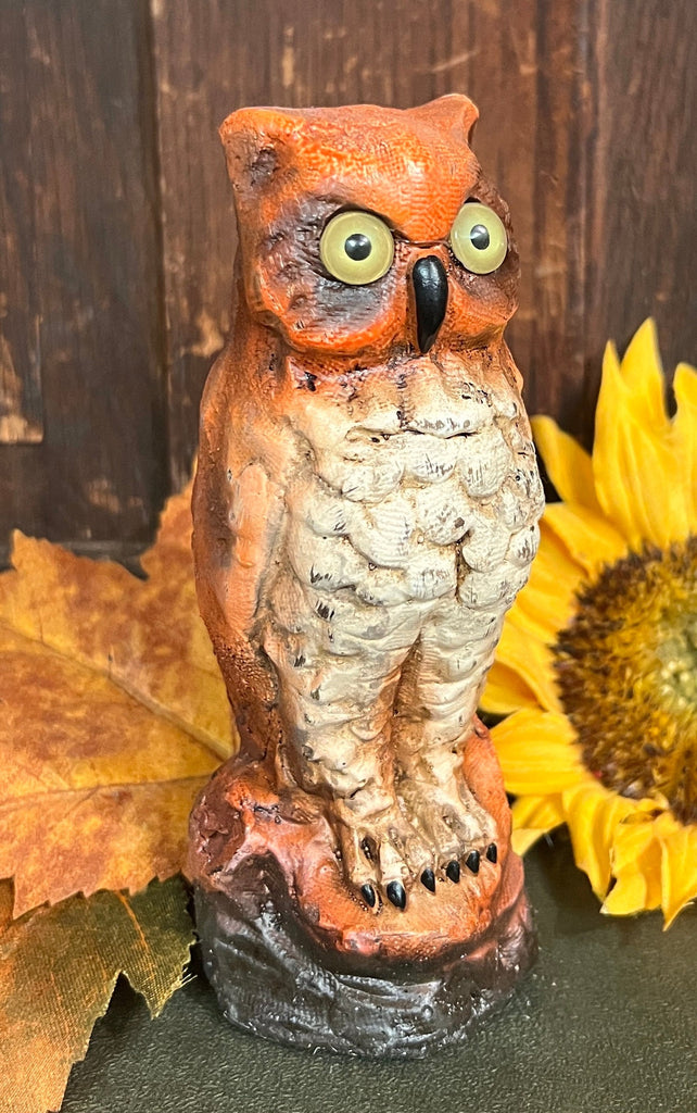 RA-155S Small Orange Paper Mache Owl – Circa Home Living