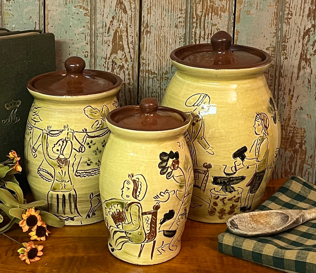 SJP-3SC2 Sgraffito Redware Canisters - Set of 3 – Circa Home Living