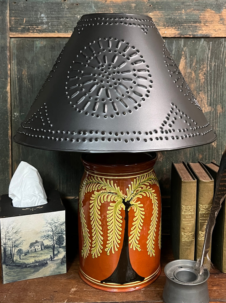 SJP-LL1 Lg Red Willow Redware Lamp with Tin Shade – Circa Home Living