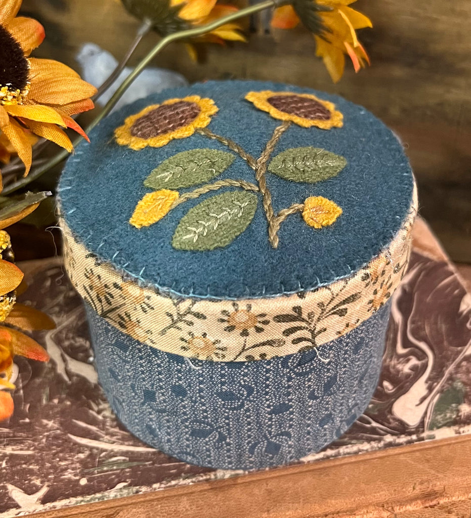 PB-47C Small Fabric Cover Box with Wool Sunflowers Applique – Circa ...